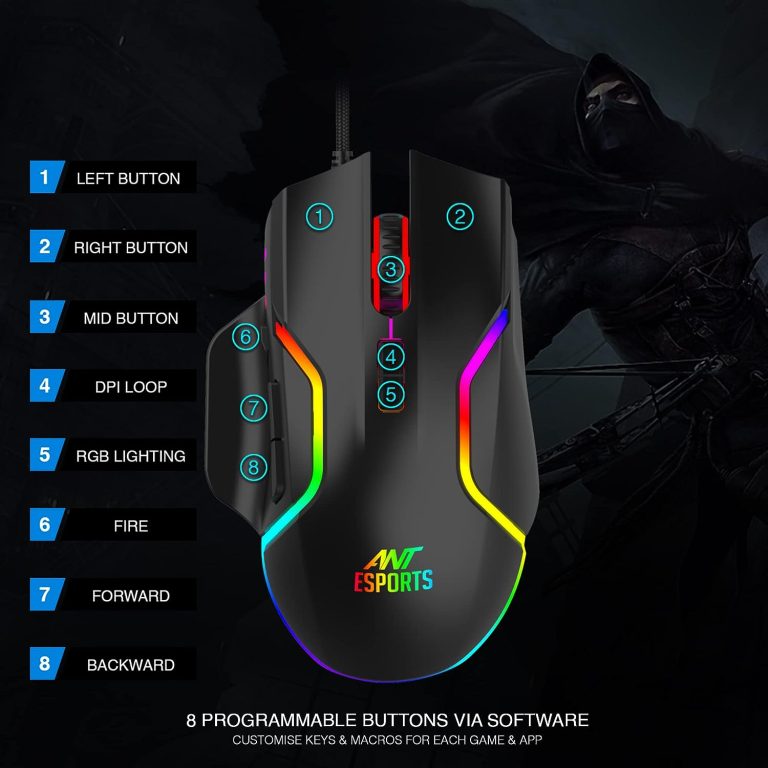 Ant Esports GM320 12800DPI RGB Wired Gaming Mouse Black - ANT E-SPORTS