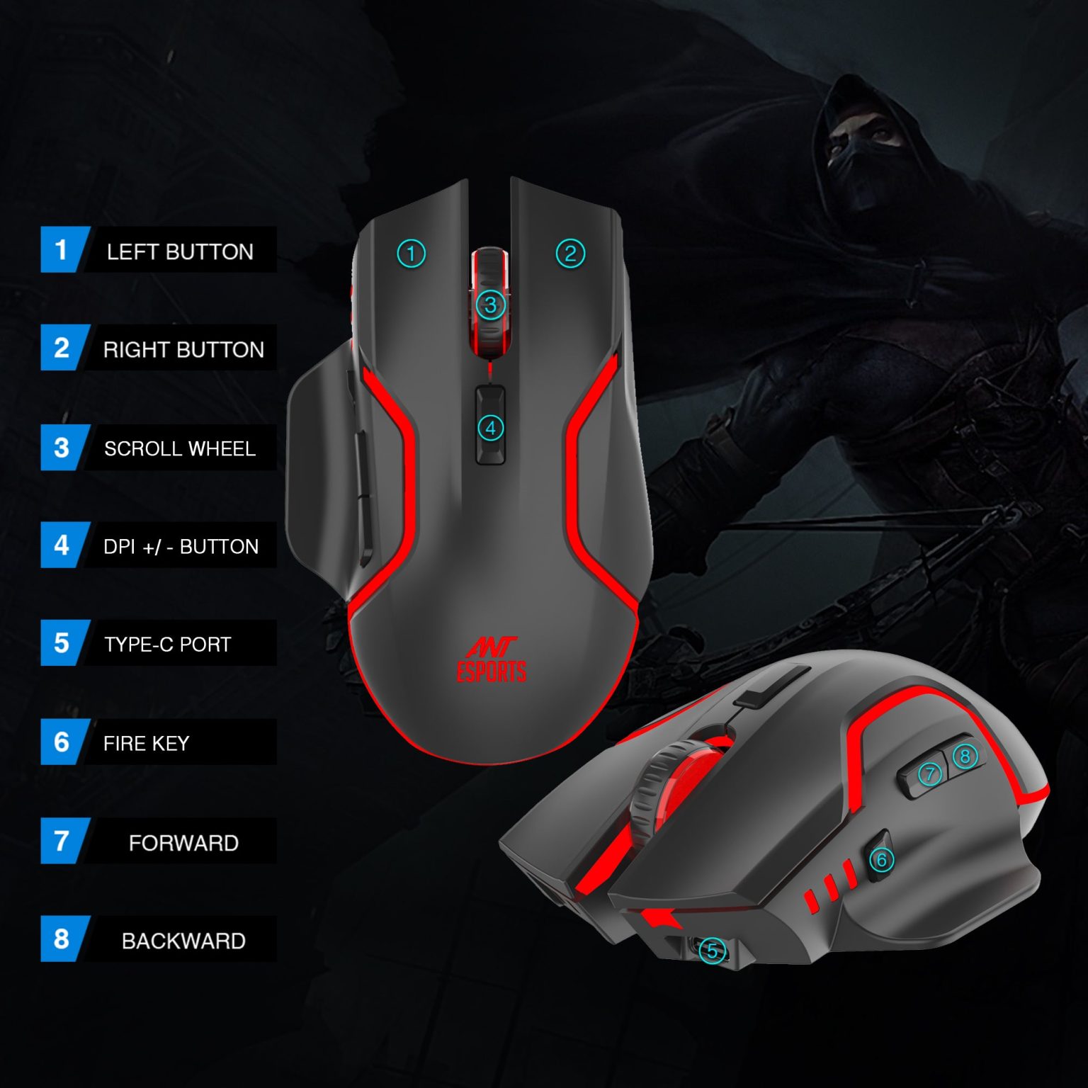 Ant Esports GM320 Pro 3200DPI RGB Wireless Gaming Mouse Black - ANT E ...