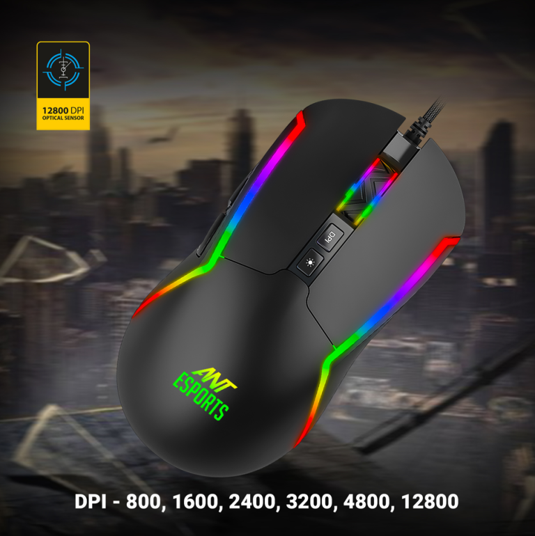Ant Esports GM330 12800DPI RGB Wired Gaming Mouse Black - ANT E-SPORTS
