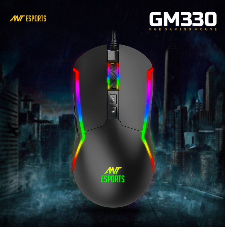 Ant Esports GM330 12800DPI RGB Wired Gaming Mouse Black - ANT E-SPORTS