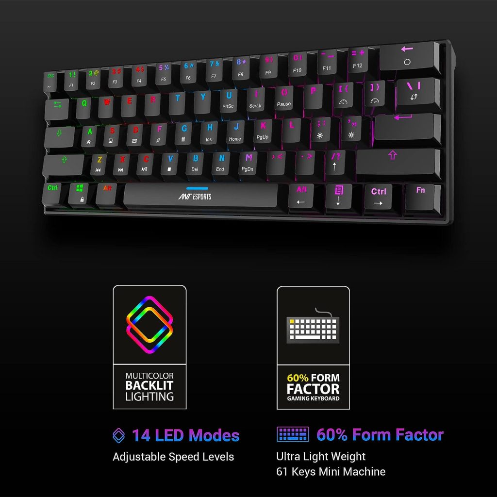Ant Esports MK1300 Mini Wired Mechanical Gaming Keyboard with Blue ...