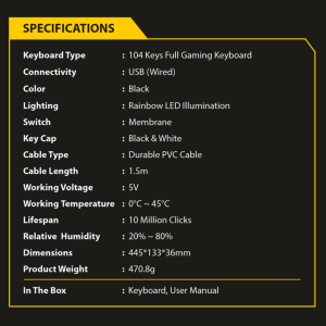 Ant Esports MK1400 Membrane wireless Gaming Keyboard Black - ANT E-SPORTS