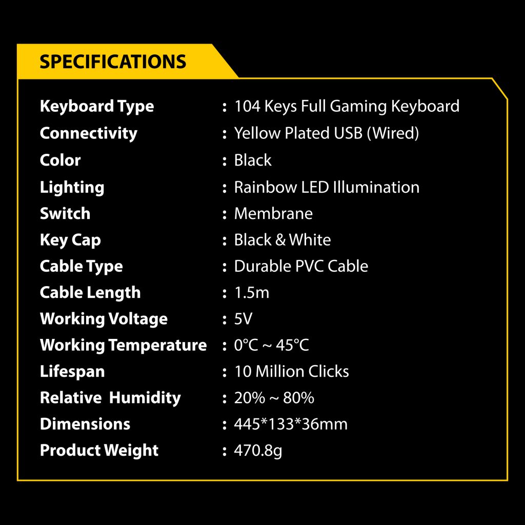 Ant Esports MK1450 Membrane Wireless Gaming Keyboard Black - ANT E-SPORTS