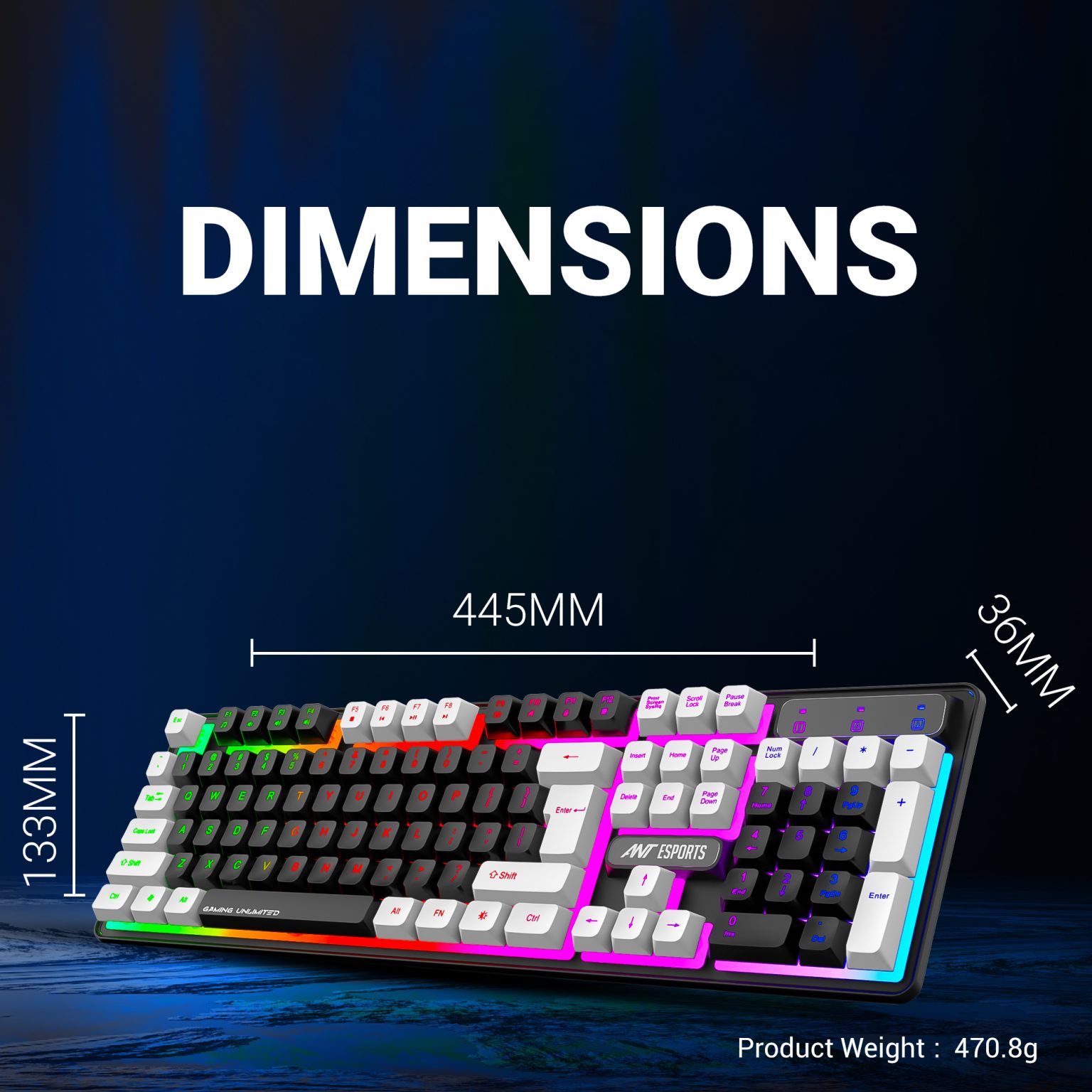 Ant Esports MK1450 Membrane Wireless Gaming Keyboard Black - ANT E-SPORTS