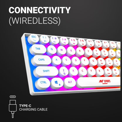 Ant Esports MK1500 Mini Retro Wireless Gaming Keyboard white - ANT E-SPORTS
