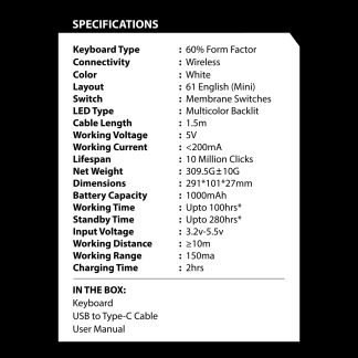 Ant Esports MK1500 Mini Retro Wireless Gaming Keyboard white - ANT E-SPORTS