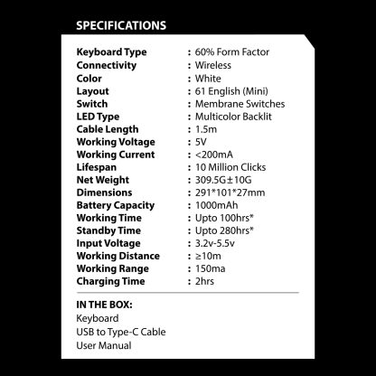 Ant Esports MK1500 Mini Retro Wireless Gaming Keyboard white - ANT E-SPORTS