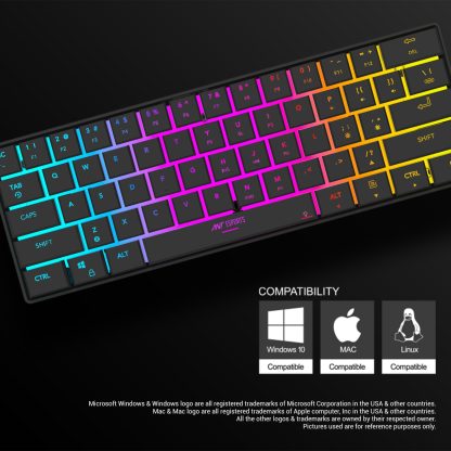Ant Esports MK1500 Mini Retro Wireless Gaming Keyboard Black - ANT E-SPORTS