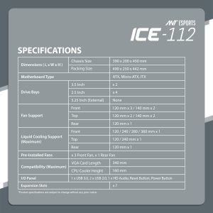 Ant Esports ICE-112 Mid Tower (ATX/M-ATX/ITX) Gaming Cabinet White ...