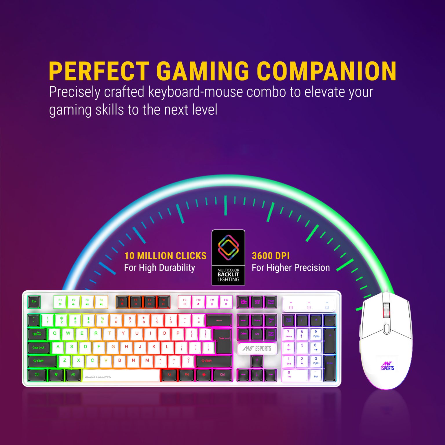 Ant Esports KM1610 RGB Gaming Keyboard and Mouse Combo - ANT E-SPORTS