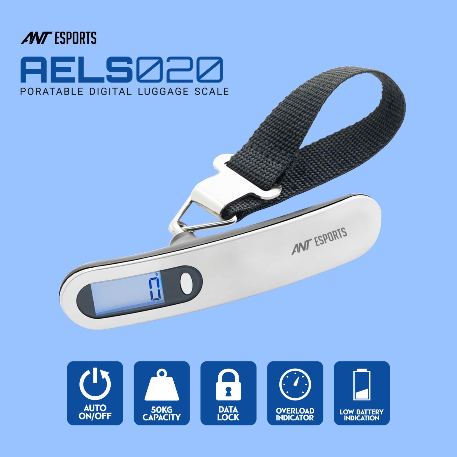 Ant Esports AELS020 Portable Digital Weighing Scale - ANT E-SPORTS