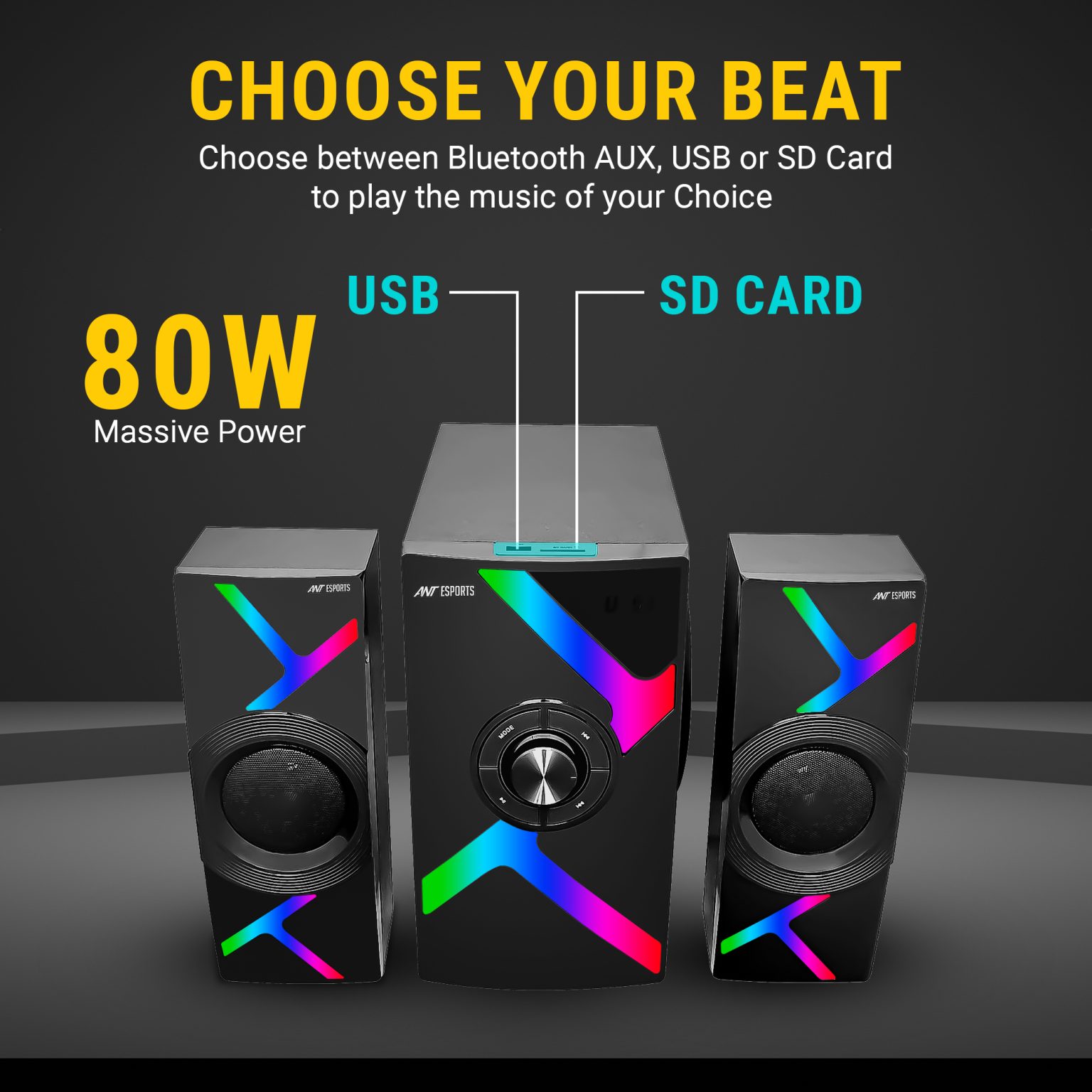 Ant Esports GS80 2.1 RGB Gaming Speakers - ANT E-SPORTS