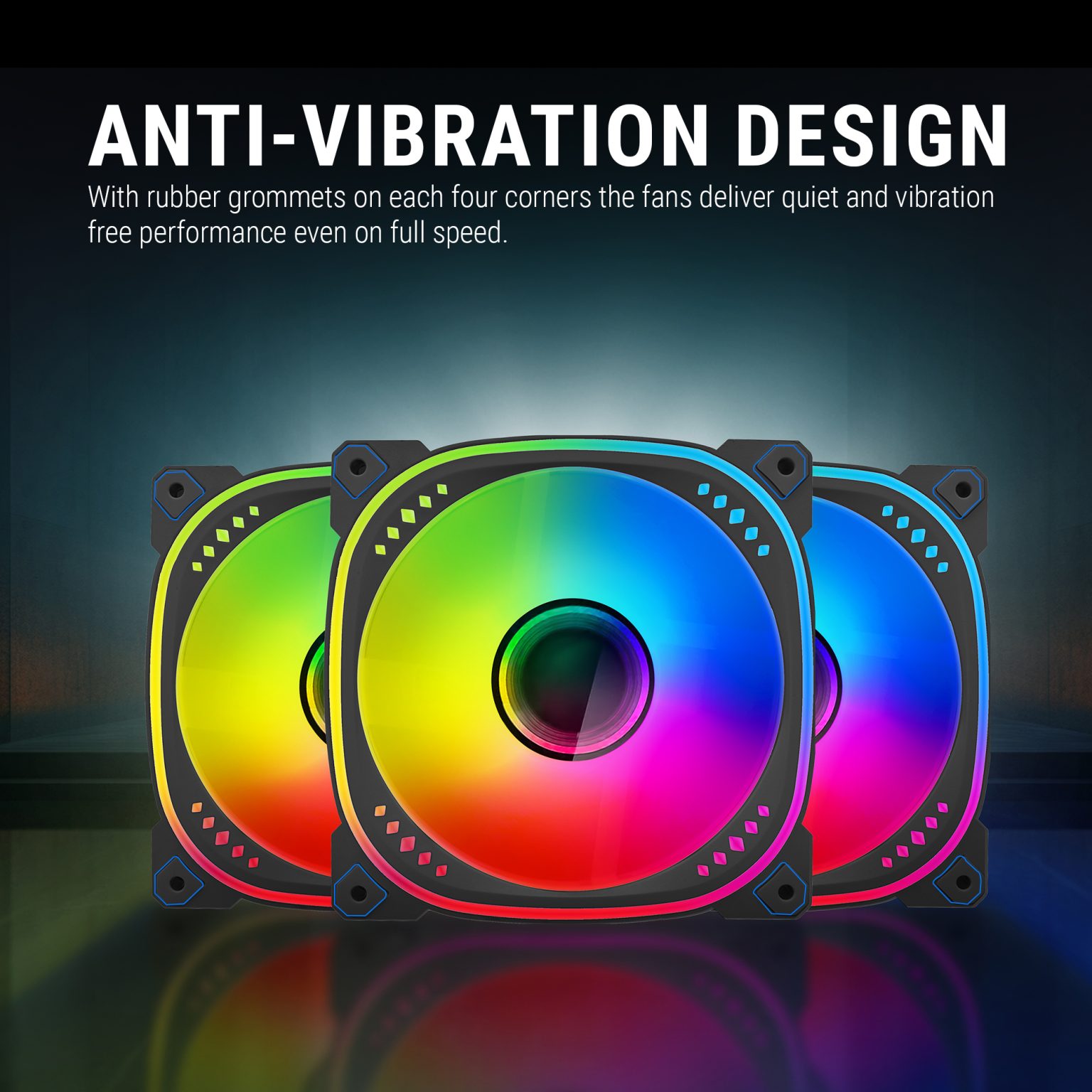 Ant Esports Spectraflow 3x120mm ARGB Black Case Fan Kit - ANT E-SPORTS