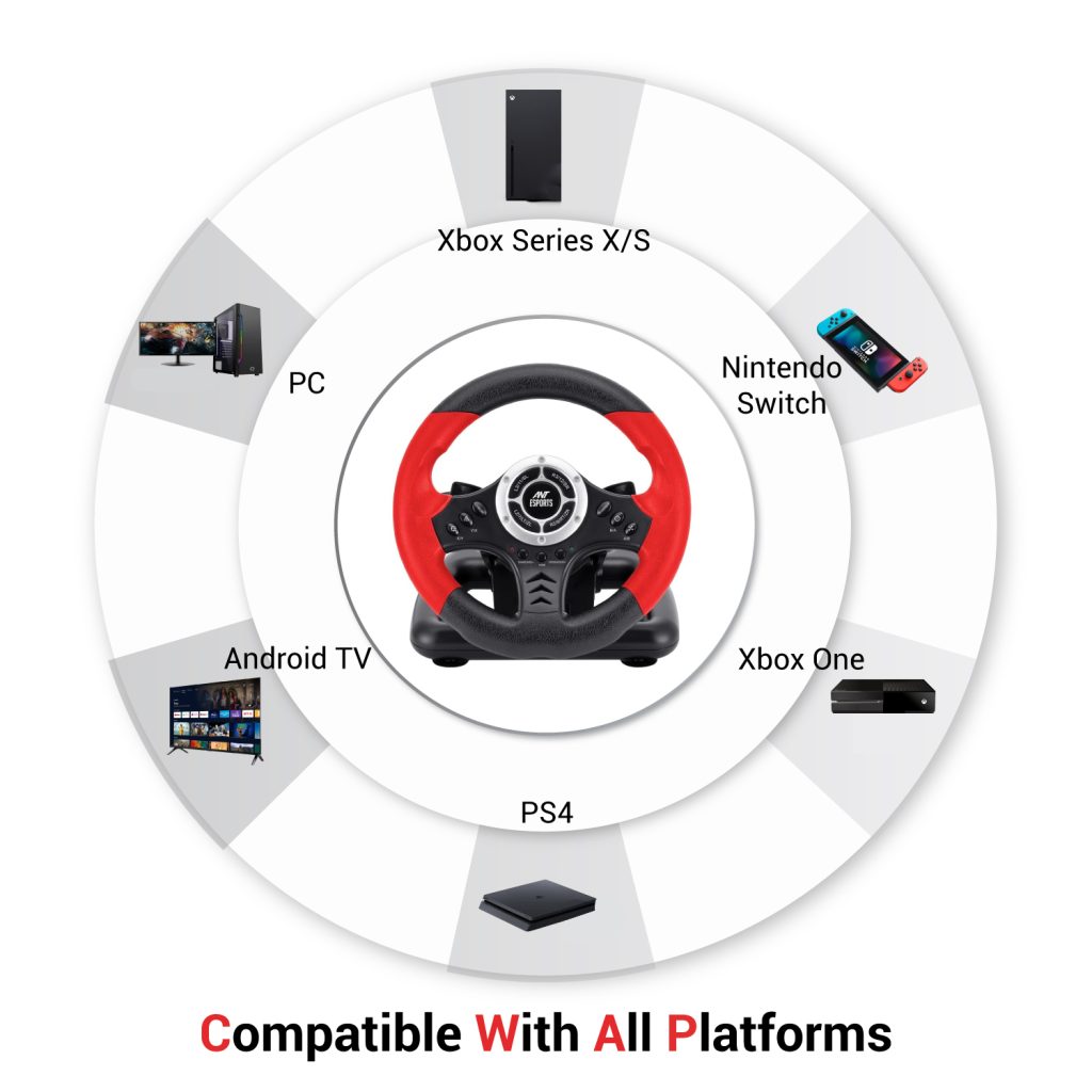 Ant Esports GW170 180° Degree Steering with Shifter Gaming Racing Wheel ...