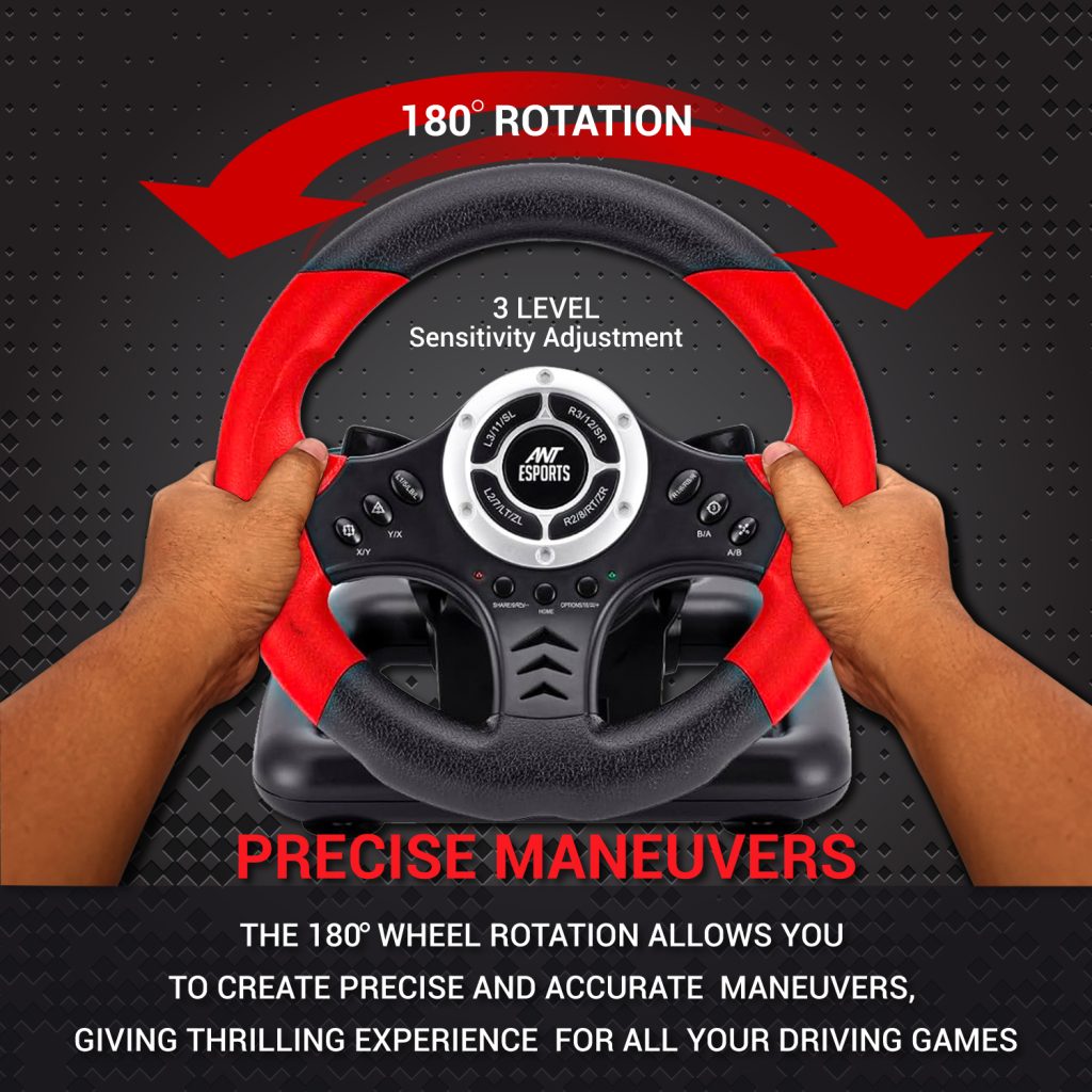 Ant Esports GW170 180° Degree Steering with Shifter Gaming Racing Wheel ...