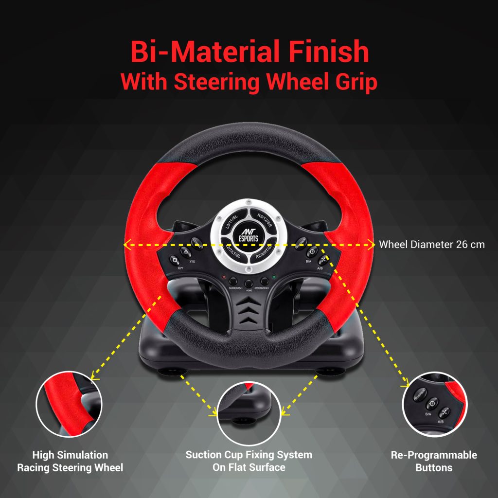 Ant Esports GW170 180° Degree Steering with Shifter Gaming Racing Wheel ...