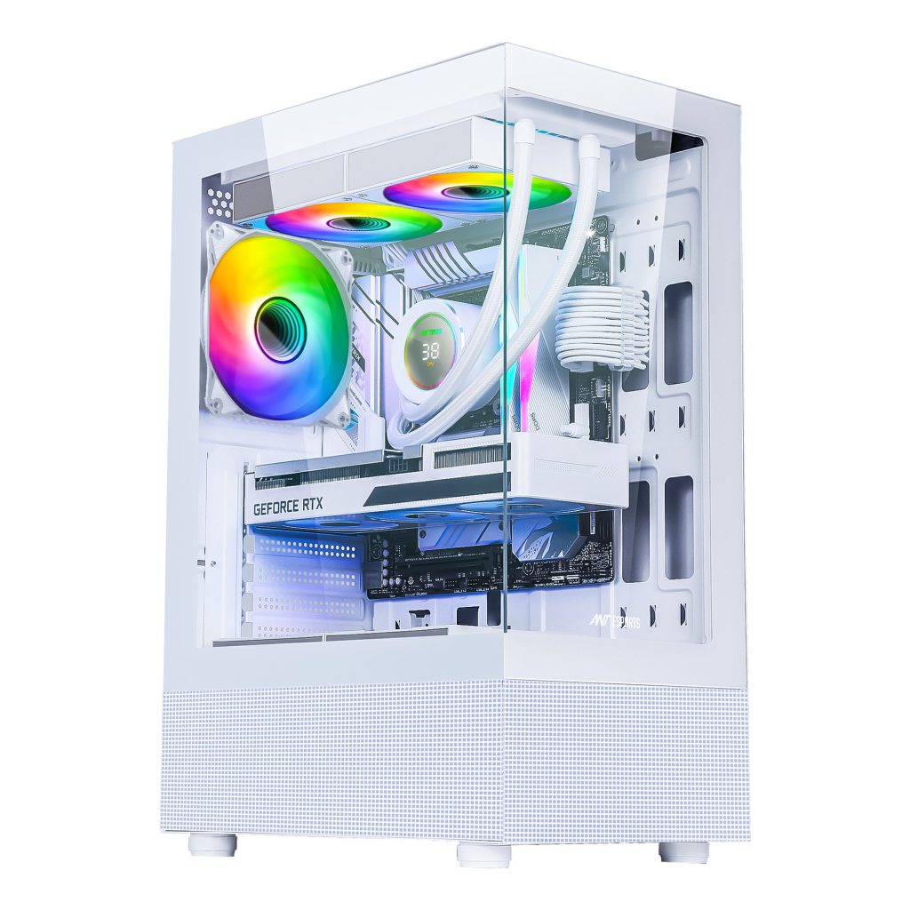 Ant Esports Crystal X2 Mid Tower ATX, Micro-ATX, Mini-ITX White Cabinet ...
