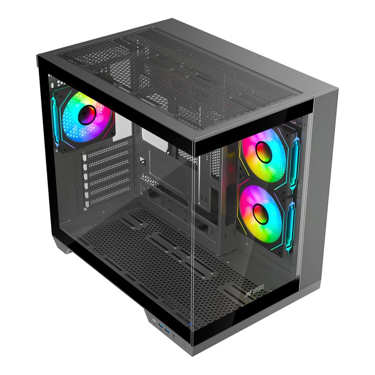 Ant Esports Crystal X4 Mid Tower ATX, Micro-ATX, Mini-ITX Black Cabinet ...