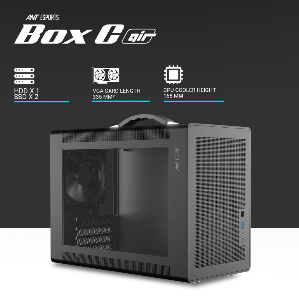 Ant Esports Box C Air Mini Tower Micro-ATX, Mini-ITX Grey Cabinet 120mm ...
