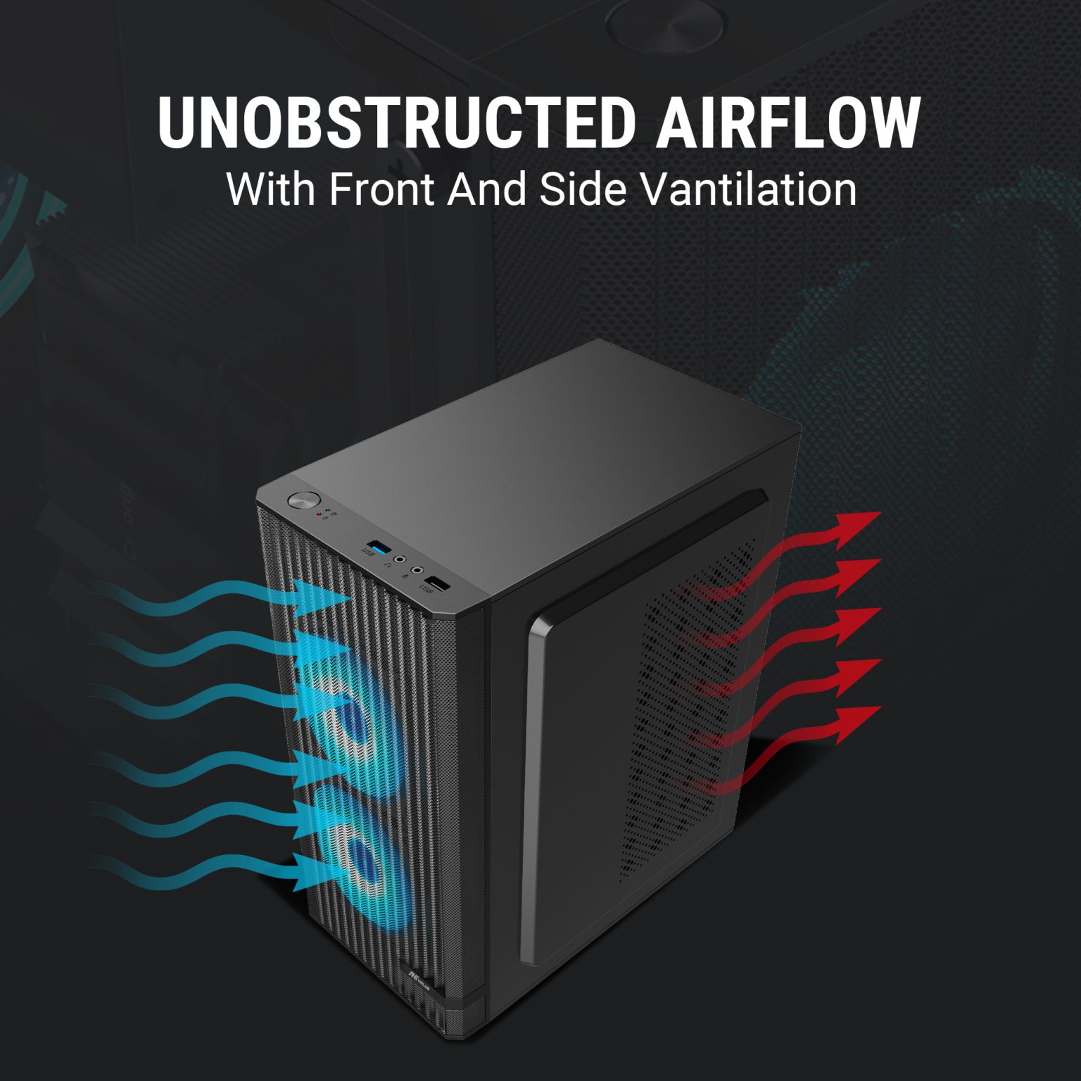 Ant Value VM10 Mid-Tower (M-ATX/ITX) Cabinet Black 2x120mm Fans - ANT E ...