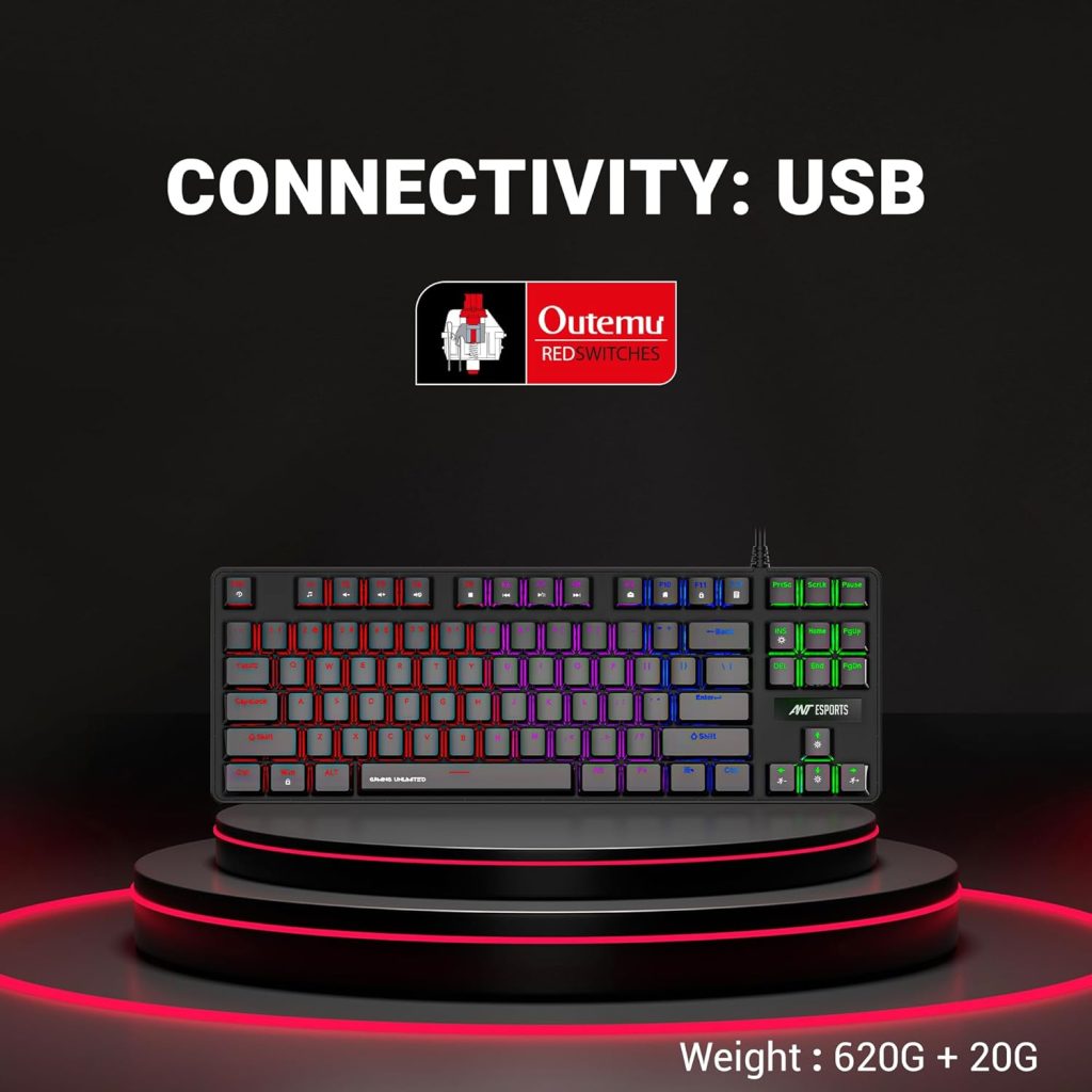 Ant Esports MK1000 Mechanical Wired Gaming Keyboard Black Hot-Swappable ...