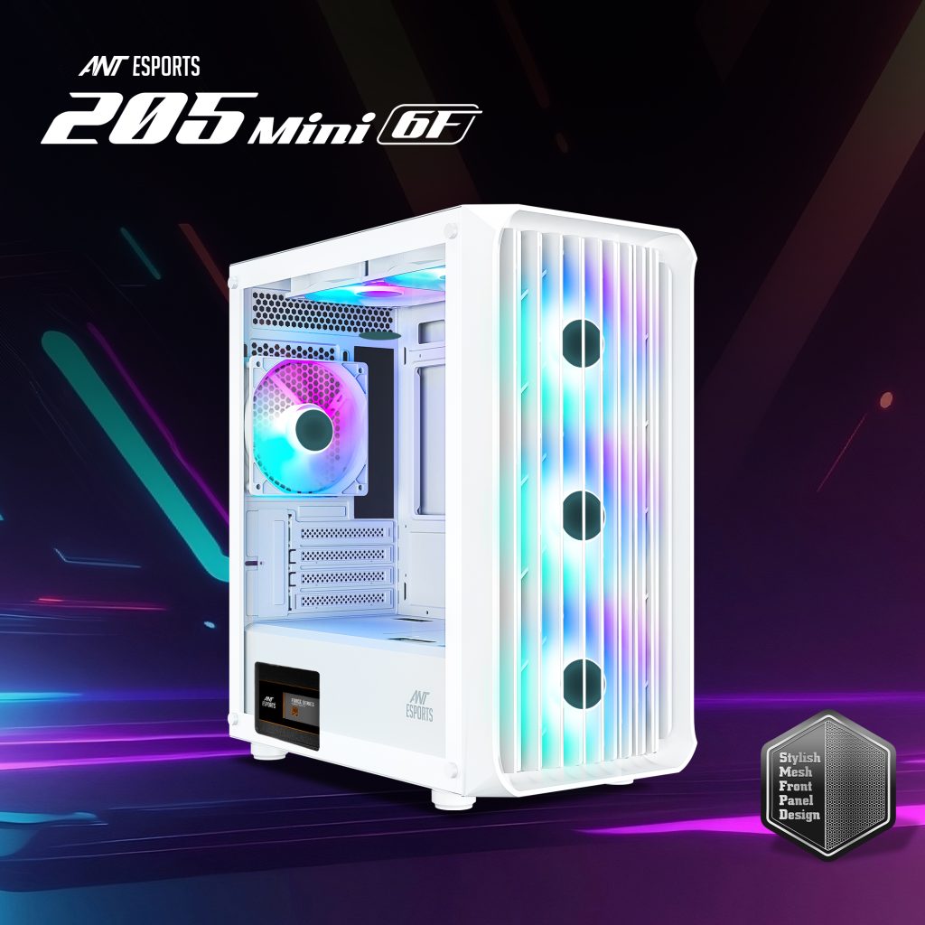 Ant Esports 205 Mini 6F Mini-Tower Micro-ATX, Mini-ITX White Cabinet ...