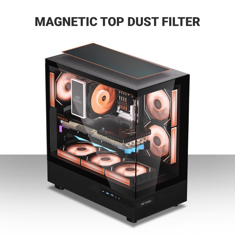 Ant Esports Crystal X6 Mid-Tower ATX, Micro-ATX, Mini-ITX Black Cabinet ...