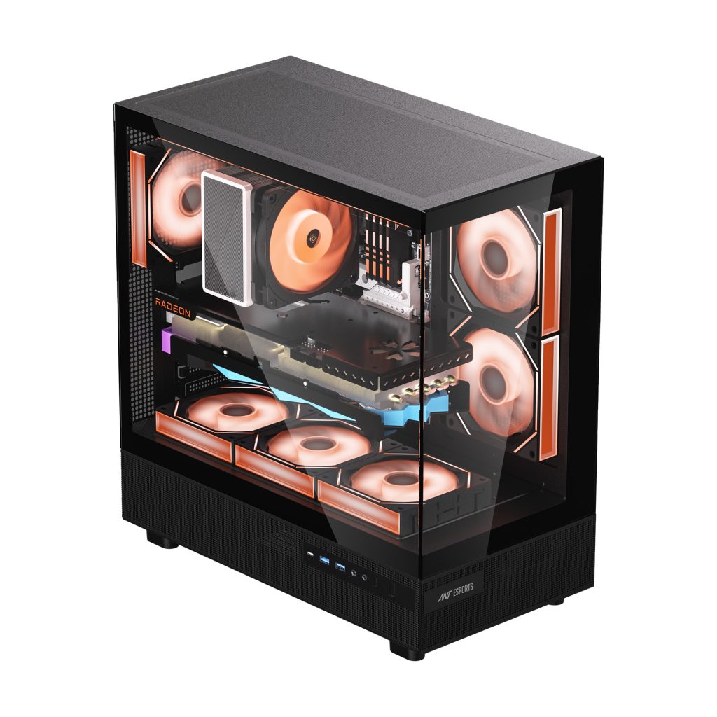 Ant Esports Crystal X6 Mid-Tower ATX, Micro-ATX, Mini-ITX Black Cabinet ...