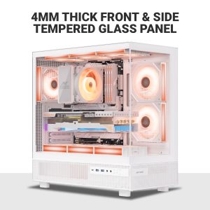 Ant Esports Crystal X6 Mid-Tower ATX, Micro-ATX, Mini-ITX White Cabinet ...
