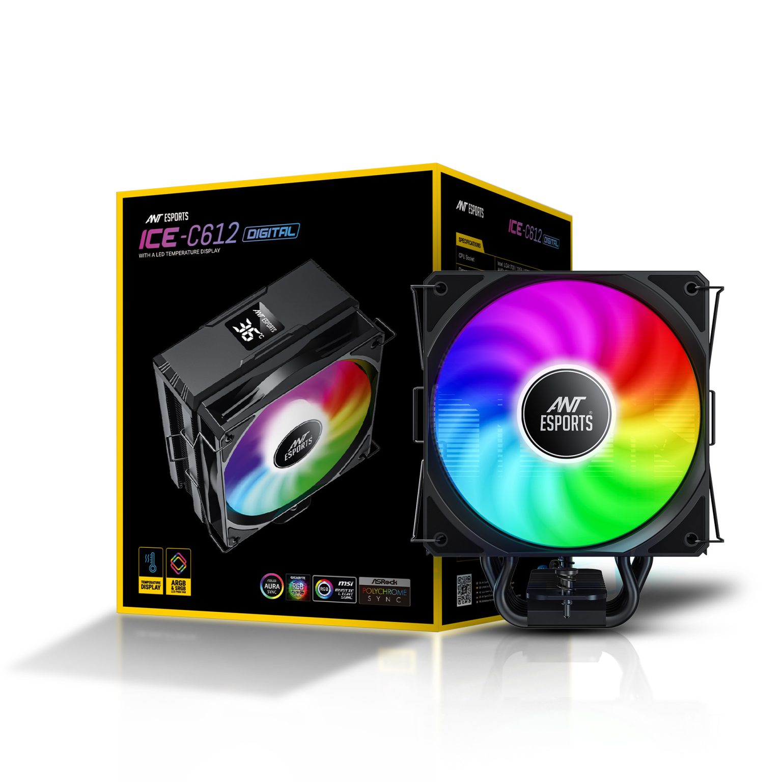 Ant Esports ICE-C612 Digital Single Tower 120mm ARGB AM5/LGA1851 Black ...