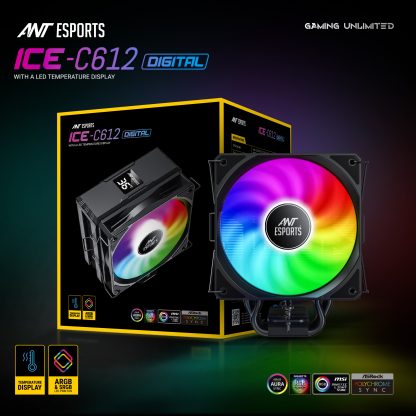 Ant Esports ICE-C612 Digital Single Tower 120mm ARGB AM5/LGA1851 Black ...