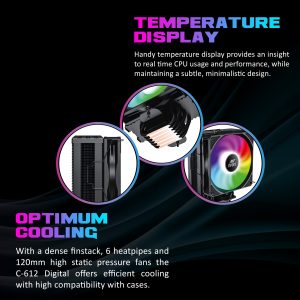 Ant Esports ICE-C612 Digital Single Tower 120mm ARGB AM5/LGA1851 Black ...