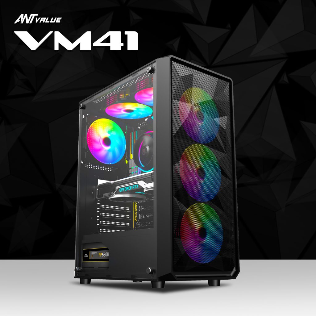 Ant Value VM41 Mid-Tower ATX/M-ATX/ITX Gaming Cabinet Black 4x120mm ...