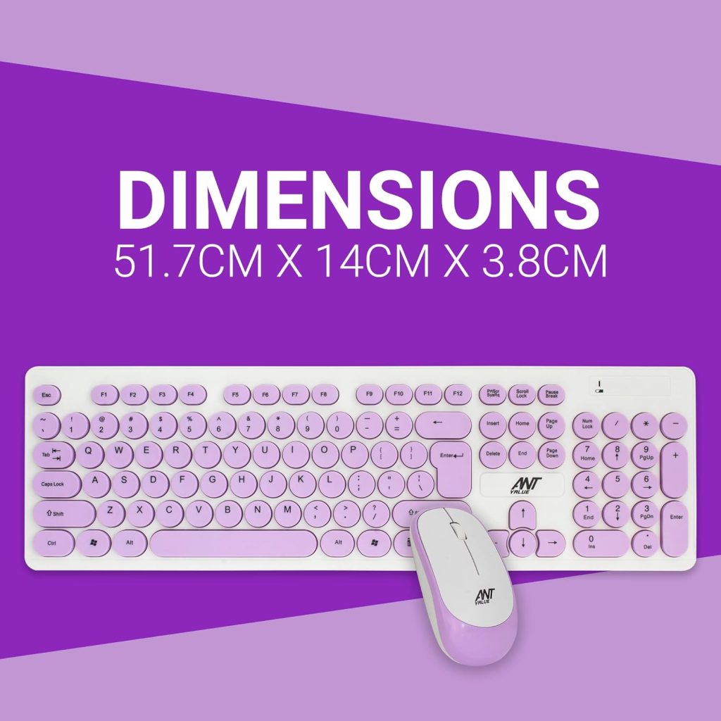 Ant Value FKBRI05 Wireless Keyboard Mouse Combo - Purple white - ANT E ...