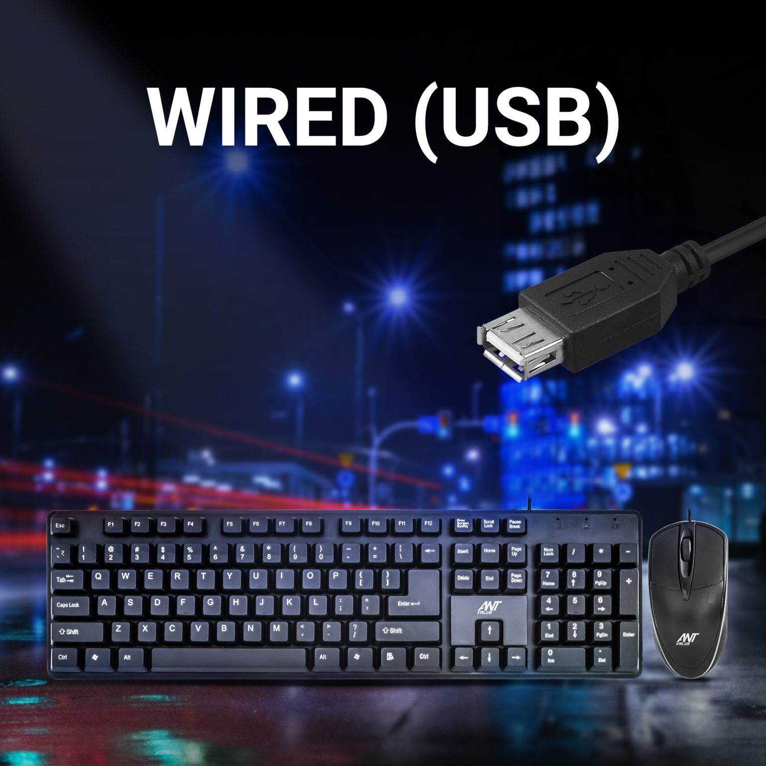 Ant FKBRI02 Wired Keyboard and Mouse Combo,Full-Size Keyboard and Mouse ...