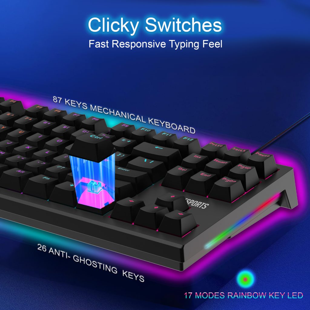 Ant Esports MK1800 TKL Mechanical Wired Gaming Keyboard Blue Switch Hot ...