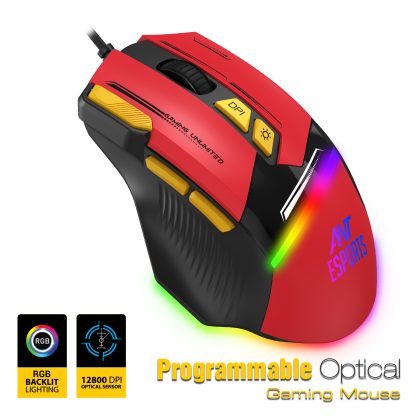 Ant Esports GM333 12800DPI RGB Wired Gaming Mouse Red/Black/Yellow ...
