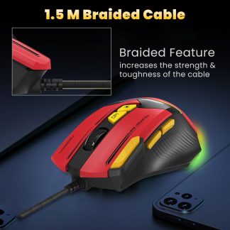 Ant Esports GM333 12800DPI RGB Wired Gaming Mouse Red/Black/Yellow ...
