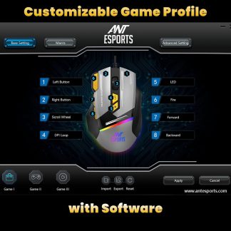 Ant Esports GM333 12800DPI RGB Wired Gaming Mouse Black/Grey/Yellow ...