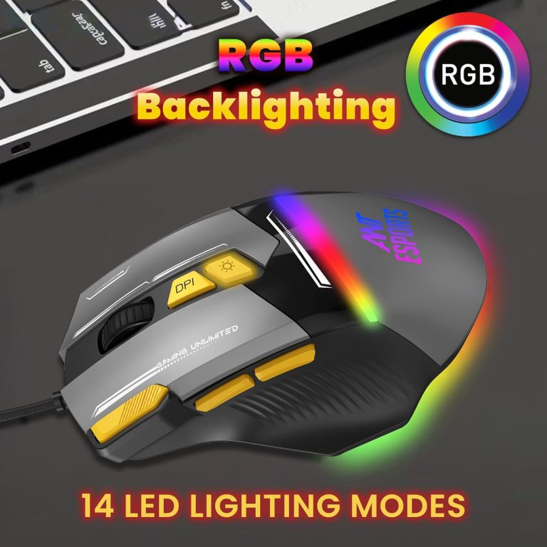 Ant Esports GM333 12800DPI RGB Wired Gaming Mouse Black/Grey/Yellow ...