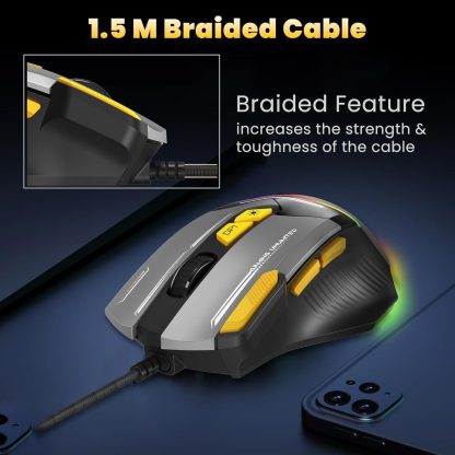 Ant Esports GM333 12800DPI RGB Wired Gaming Mouse Black/Grey/Yellow ...