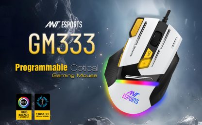 Ant Esports GM333 12800DPI RGB Wired Gaming Mouse Black/Yellow/White ...