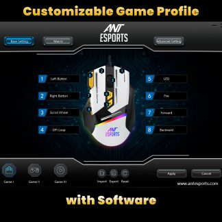 Ant Esports GM333 12800DPI RGB Wired Gaming Mouse Black/Yellow/White ...