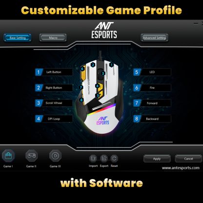 Ant Esports GM333 12800DPI RGB Wired Gaming Mouse Black/Yellow/White ...