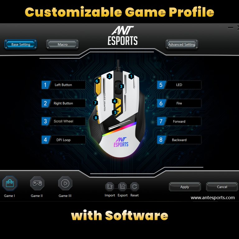 Ant Esports GM333 12800DPI RGB Wired Gaming Mouse Black/Yellow/White ...