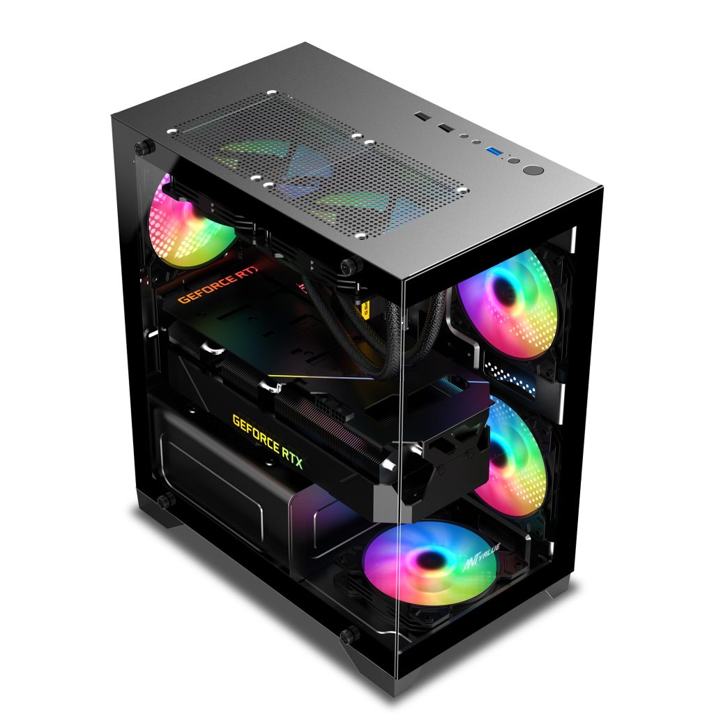 Ant Value CV200 Mid-Tower (M-ATX/M-ITX) Gaming Cabinet Black 3x120mm ...