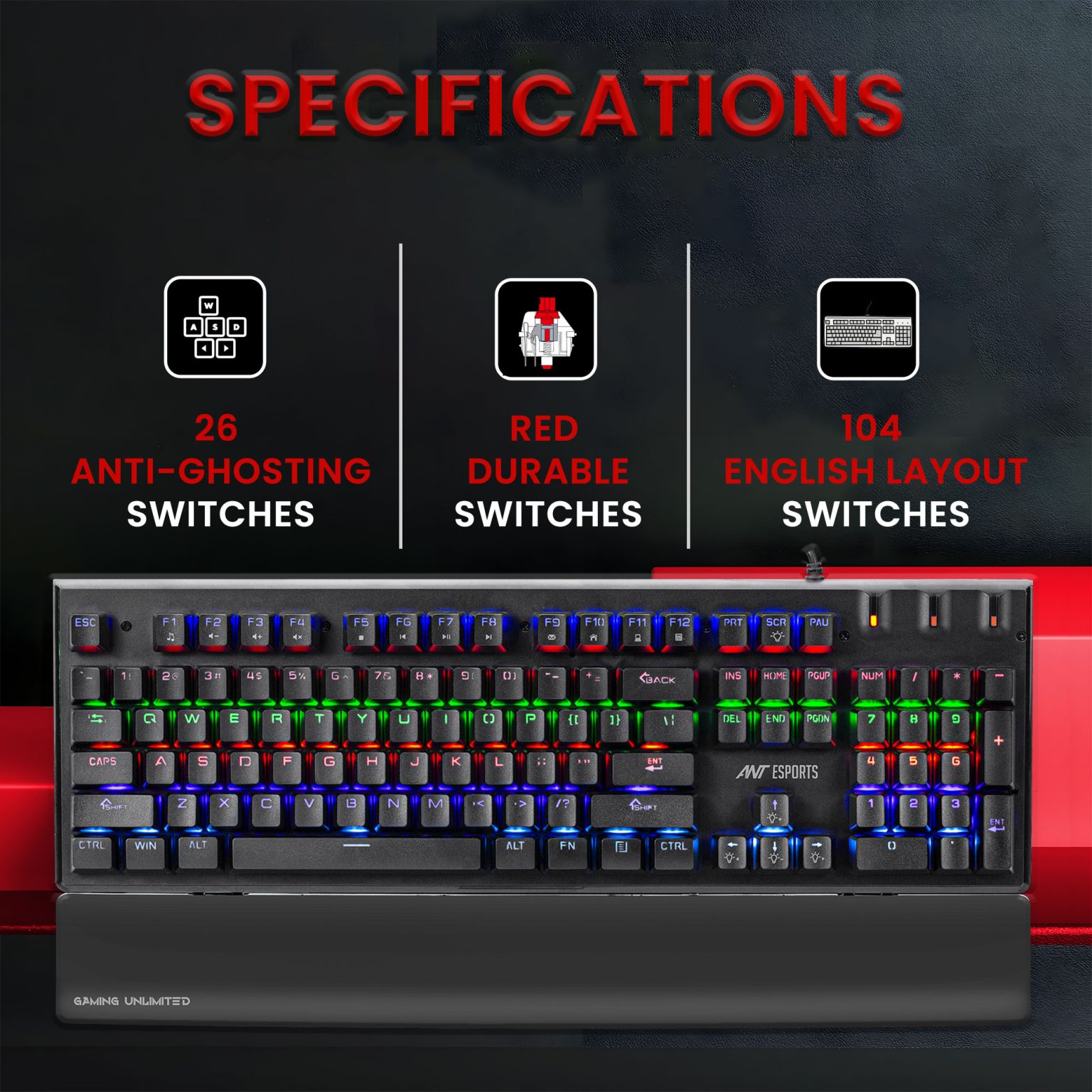 Ant Esports MK3500 Mechanical Wired Gaming Keyboard Black - ANT E-SPORTS