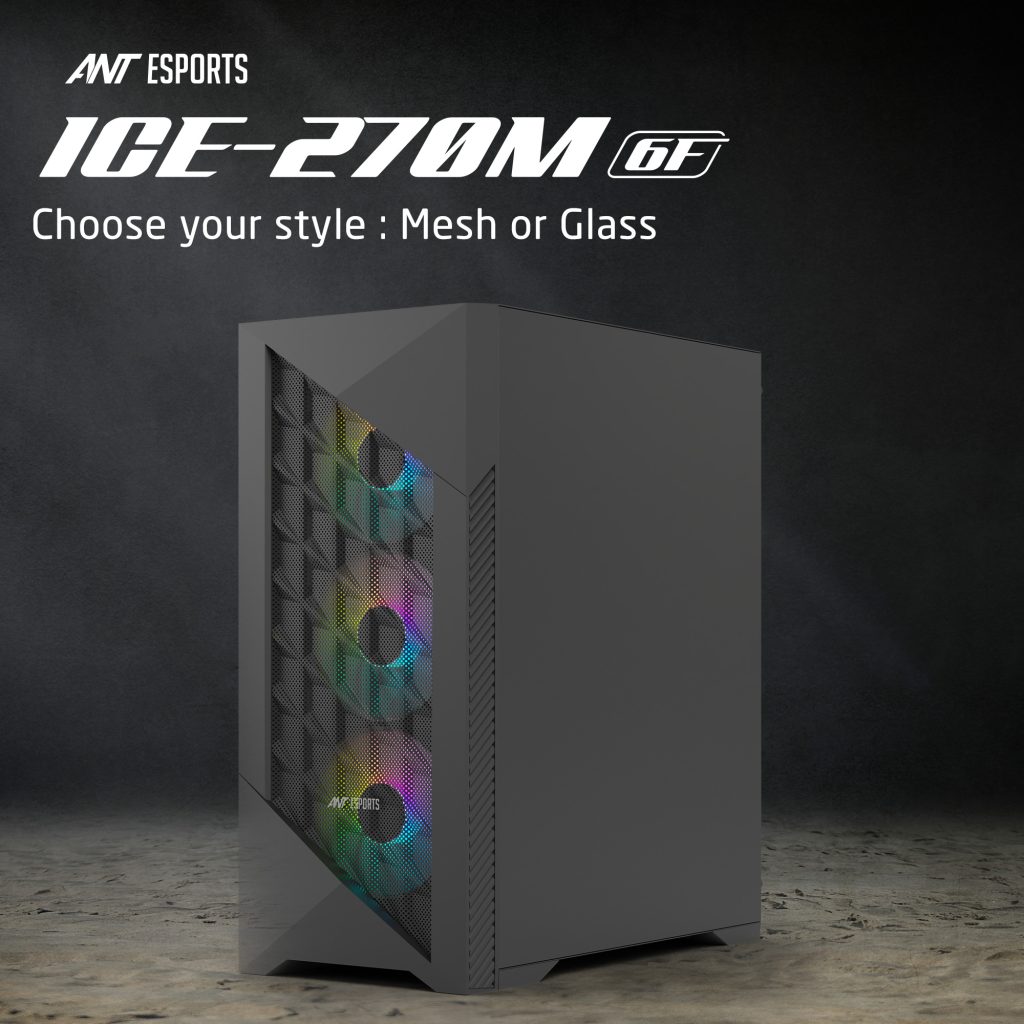 Ant Esports ICE 270M 6F Mid Tower (ATX/m-ATX/m-ITX) Black Cabinet with ...
