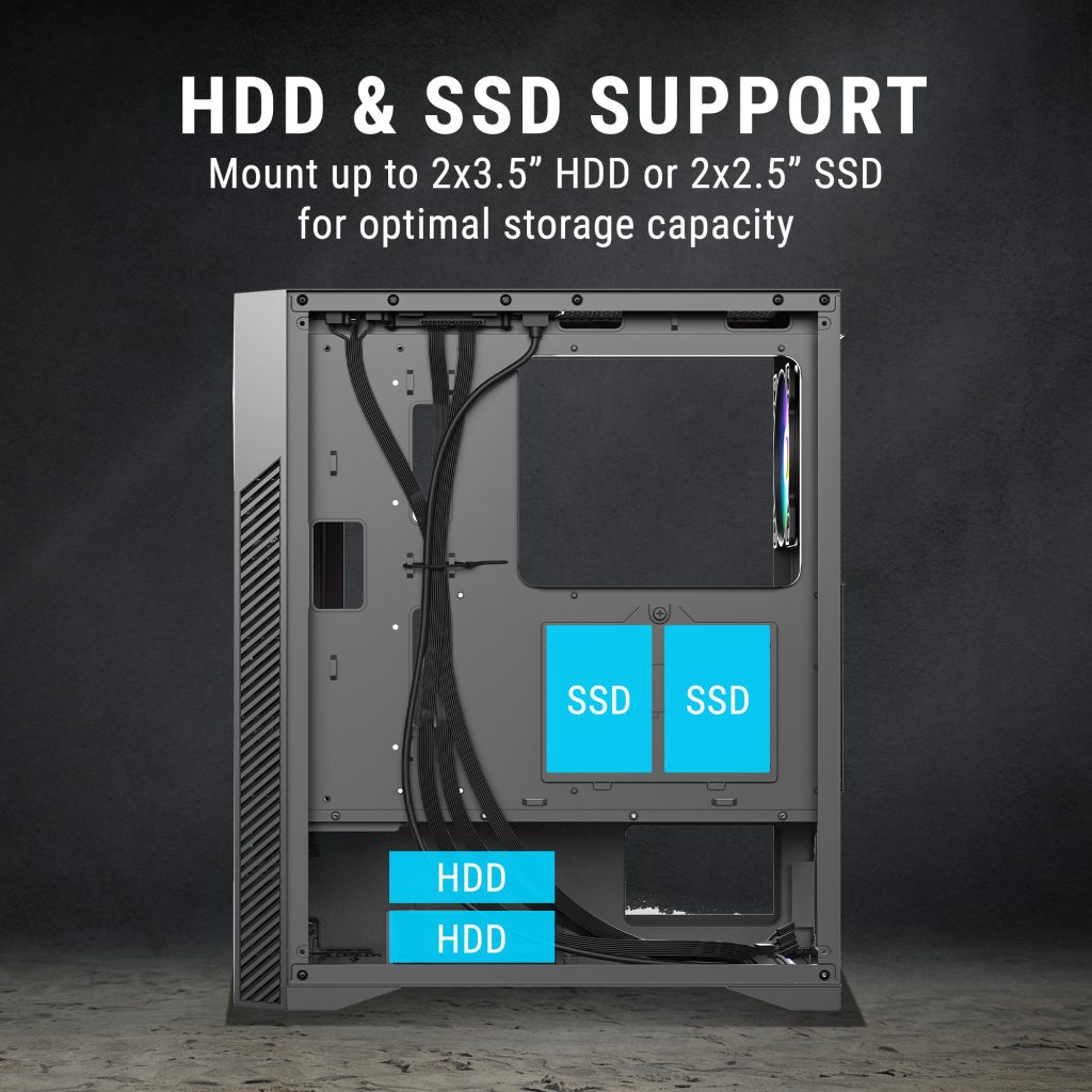 Ant Esports ICE 270G 6F Mid Tower (ATX/m-ATX/m-ITX) Black Cabinet with ...