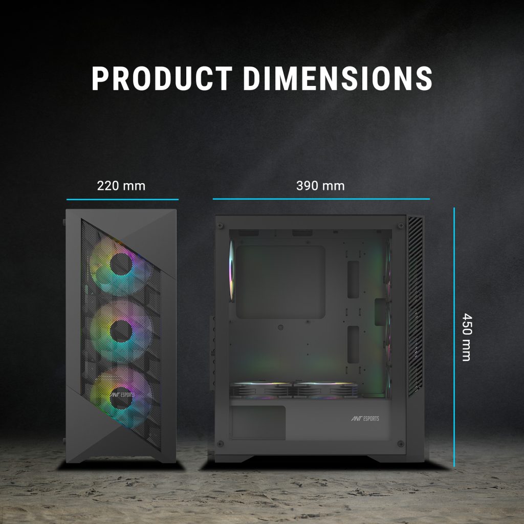 Ant Esports ICE 270M 6F Mid Tower (ATX/m-ATX/m-ITX) Black Cabinet with ...